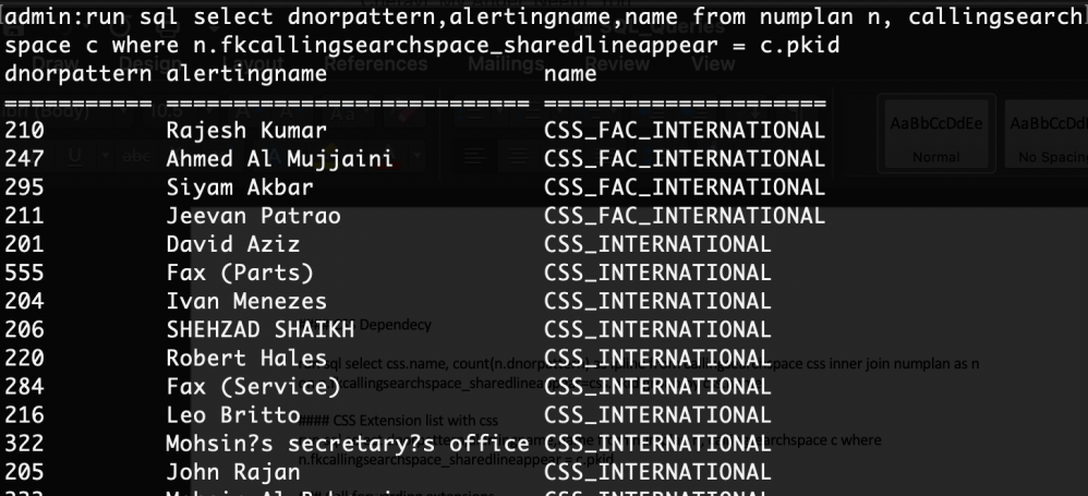 CUCM Extension and CSS list using SQL Query – CRAZY NETWORKING