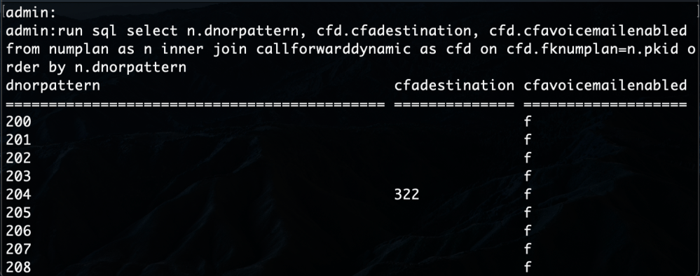 CUCM Extension list and their call forwarding status using SQL Queries – CRAZY NETWORKING