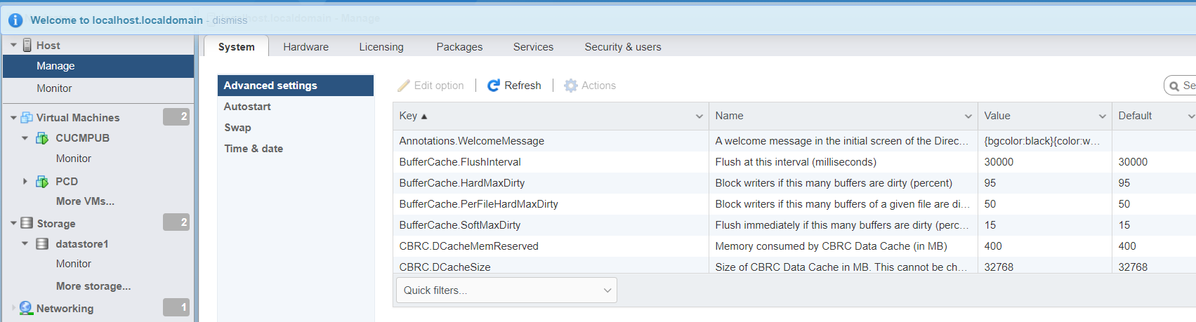 Welcome message for the Direct Console User Interface (DCUI)-BE6K/7K ...