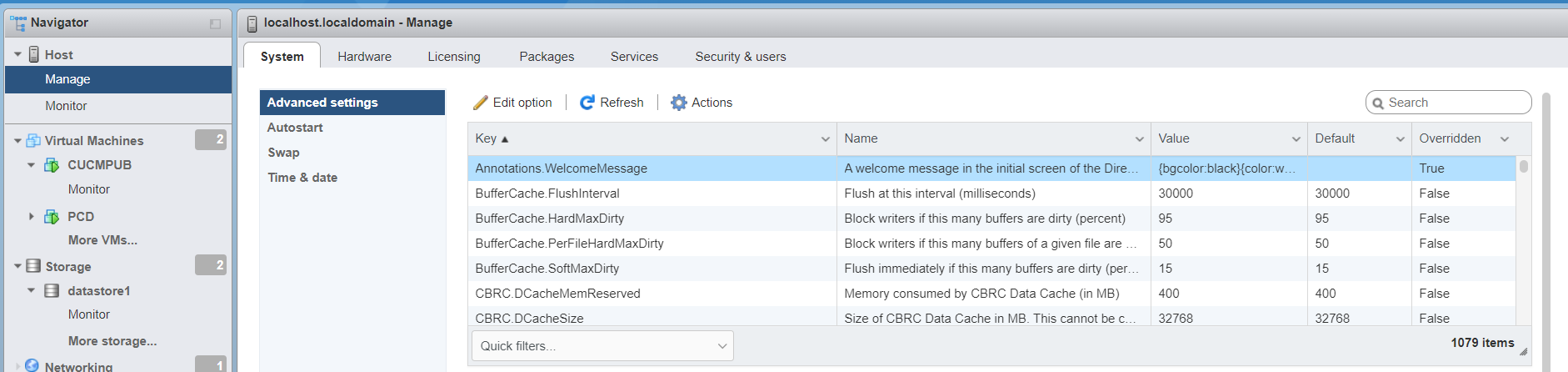 Welcome message for the Direct Console User Interface (DCUI)-BE6K/7K ...
